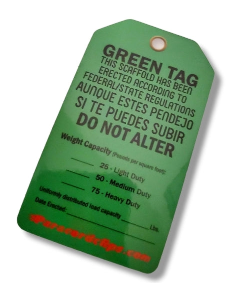 GREEN SCAFFOLD TAG! STICKER – Paracordclips LLC